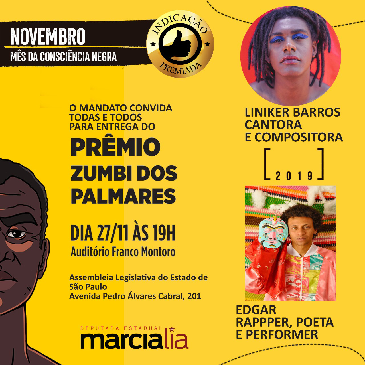 Liniker e rapper Edgar recebem 17º Prêmio Zumbi dos Palmares